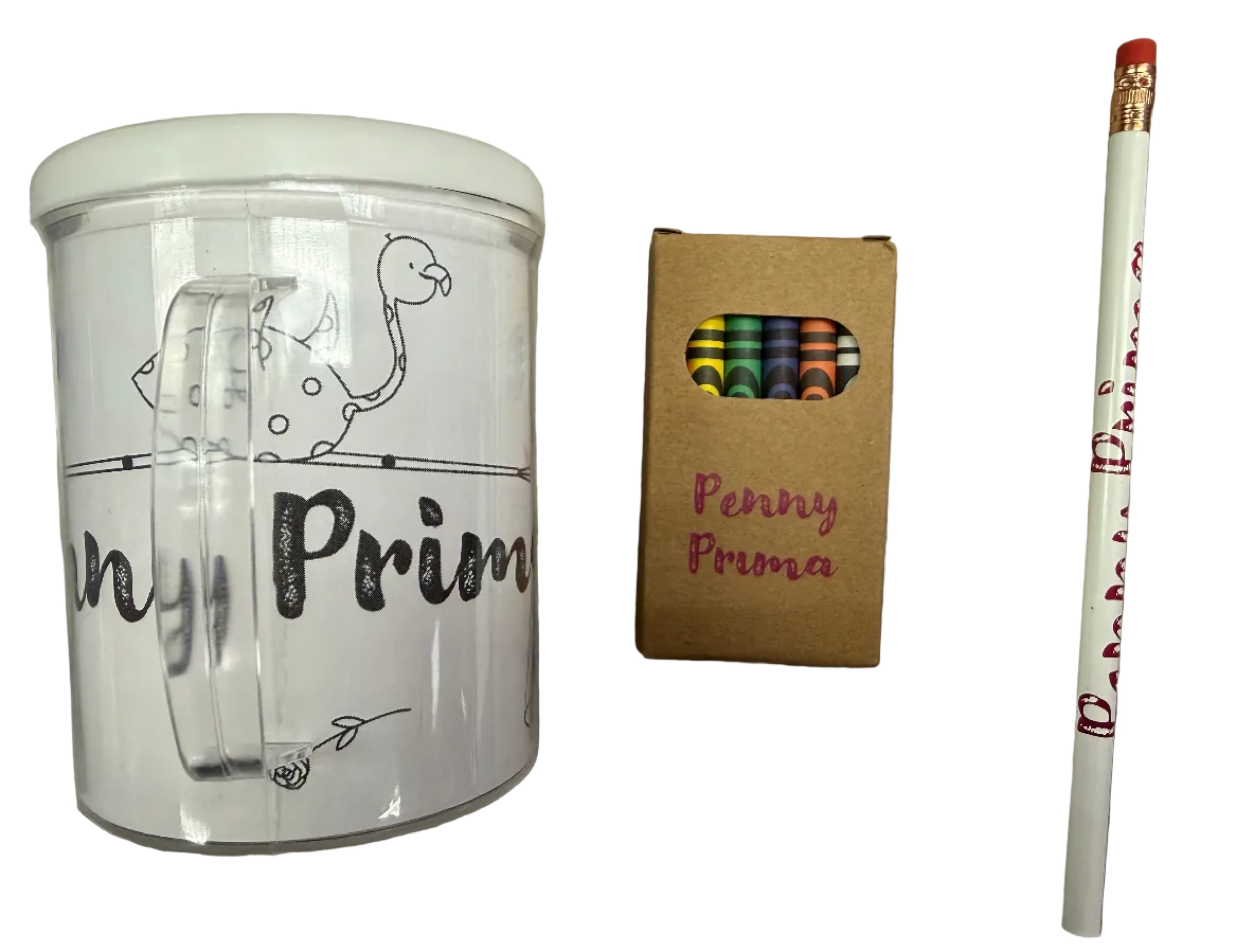 Penny Prime coloring cup, crayons & pencil